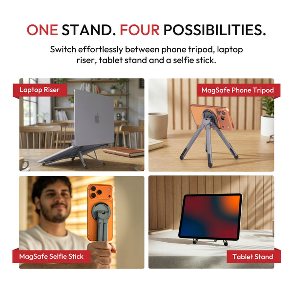 3-in-1 MagLock Laptop Stand | MagSafe Phone & Tablet Stand